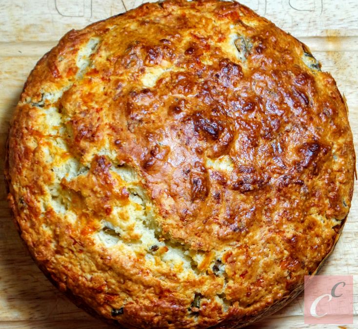 Cheese and Onion Scone Bread with Green Olives